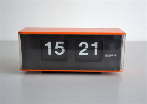 French Flip Flap Clock Vedette France Orange Counter Clock Entrance