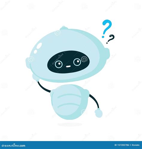 Cute Smiling Robot Bot With Question Mark Stock Vector Illustration