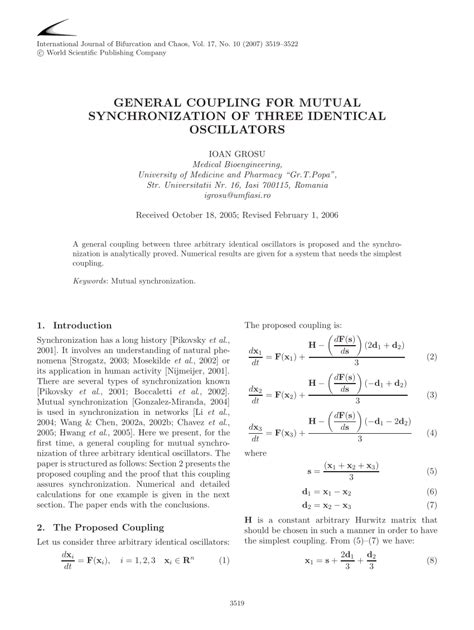 Pdf General Coupling For Mutual Synchronization Of Three Identical