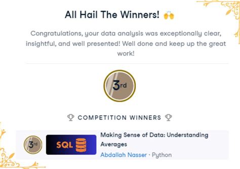 Abdallah Nasser On Linkedin 🏆🌟 I Secured Third Place In A Datacamp Sql