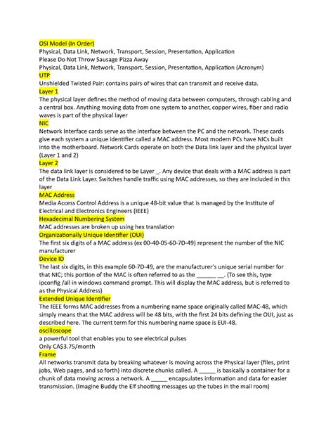 Osi Model Layer 1 The Physical Layer Defines The Method Of Moving Data Between Computers