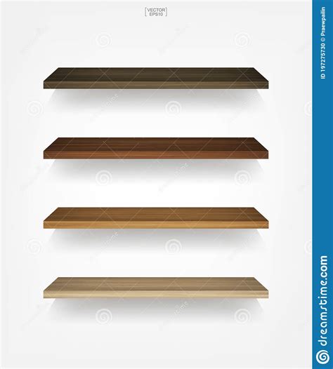 Empty Wood Shelf On White Background With Soft Shadow Vector Stock Illustration Illustration