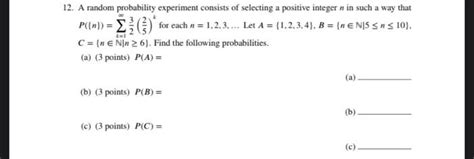 Solved A Random Probability Experiment Consists Of Chegg