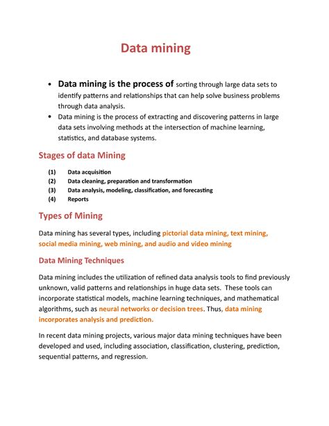 data mining data mining is the process of extracting and discovering patterns in large data