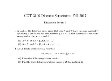 Solved Cot 3100 Discrete Structures Fall 2017 Discussion