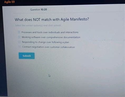 Agile E0 Question 10 20 What Does NOT Match StudyX