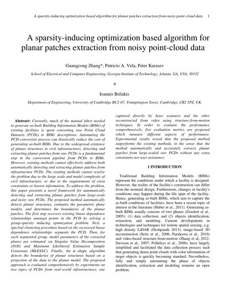 Pdf A Sparsity Inducing Optimization Based Algorithm For Planar Patches Extraction From Noisy
