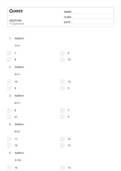 50 Addition Worksheets For 1st Class On Quizizz Free And Printable