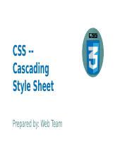 Cascading Style Sheet CSS3 Update Pdf CSS Cascading Style Sheet Prepared By Web Team CSS
