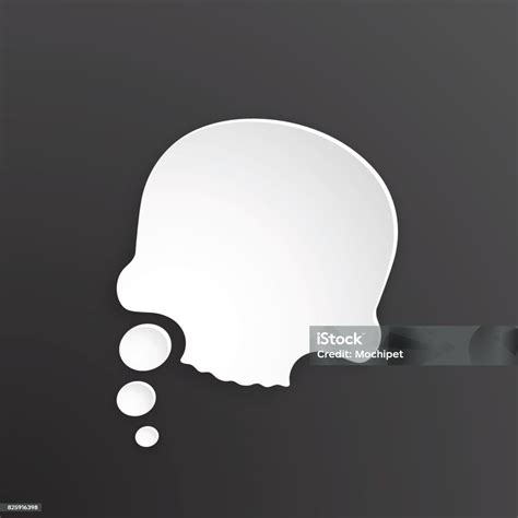 벡터 일러스트입니다 만화 연설 거품이 종이 버전에 해골 모양에 생각 있다 채팅 대화 상자에 대 한 평면 스타일에 빈 모양입니다 검은 배경에 절연 Brand Name