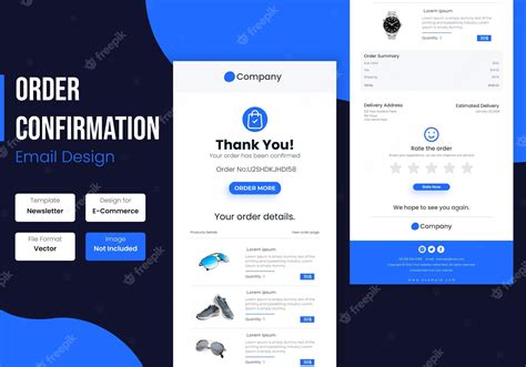 Premium Vector E Commerce Order Confirmation Email Template Design