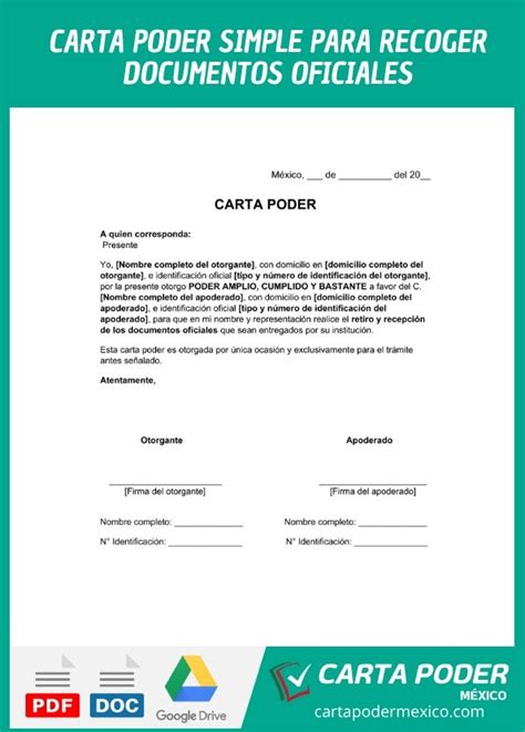 Carta Poder Simple Para Recoger Documentos Oficiales