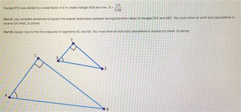 solved triangle xyz was dilated by a scale factor of 2 to