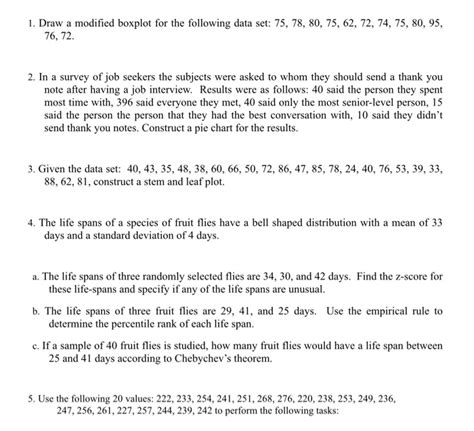 Solved 1 Draw A Modified Boxplot For The Following Data