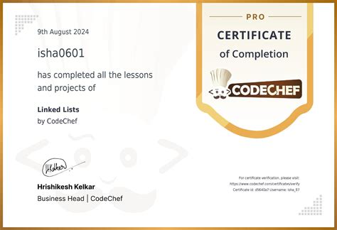 User Certificate Codechef