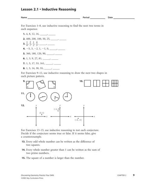 Lesson 2 1 • Inductive Reasoning