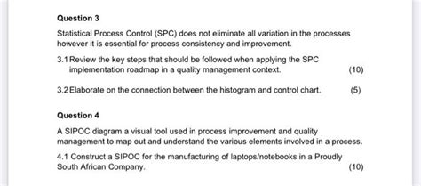 Solved Question 3 Statistical Process Control Spc Does Not