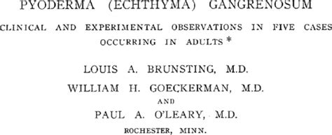 Pyoderma Gangrenosum From Historical Perspectives To Emerging