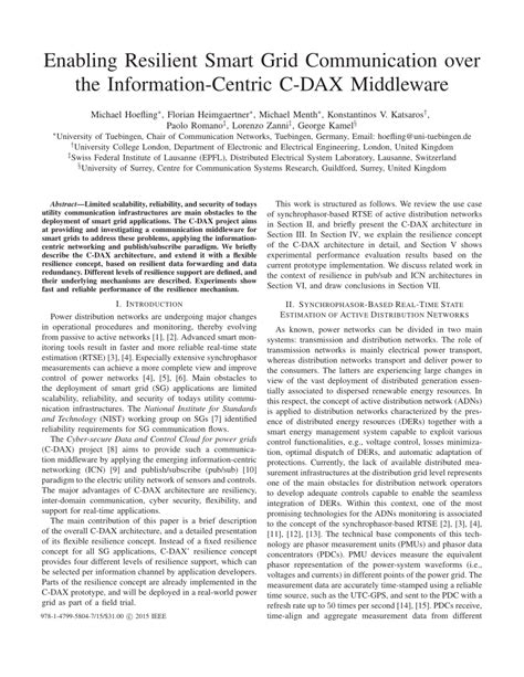 Pdf Enabling Resilient Smart Grid Communication Over The Information Centric C Dax Middleware