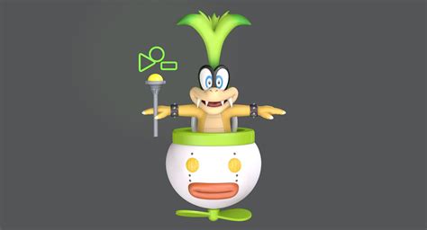 Prince Iggy Koopa Koopalings Clown Car Super Mario Assets 3d Model 34