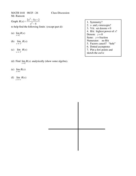 Class Discussion Assignment On Calculus I Math 1441 Docsity