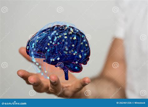 Person Working With A 3d Render Of Human Brain Artificial