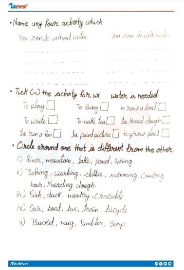 Cbse Class 3 Evs Water O Water Worksheet With Solutions