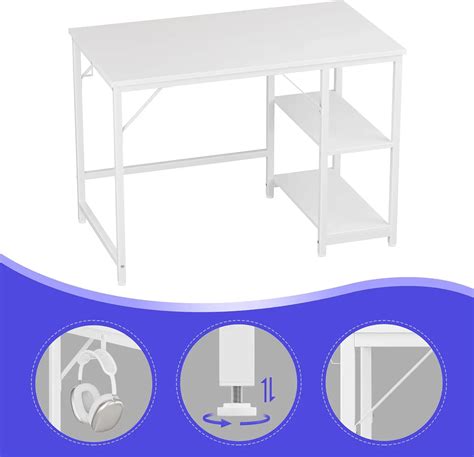 Joiscope 가정 사무실 컴퓨터 책상 목재 보관 선반이 있는 소형 공부 필기 책상 2 단 산업용 모든 노트북 테이블