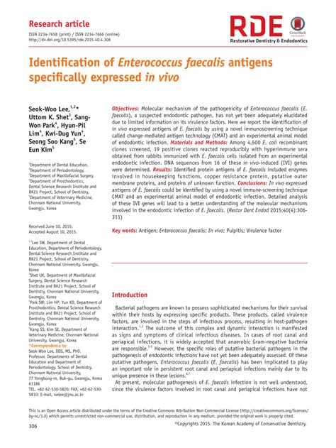 Pdf Identification Of Enterococcus Faecalis Antigens Specifically