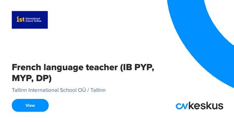 Cv Keskus Job Ad Tallinn International School OÜ French Language
