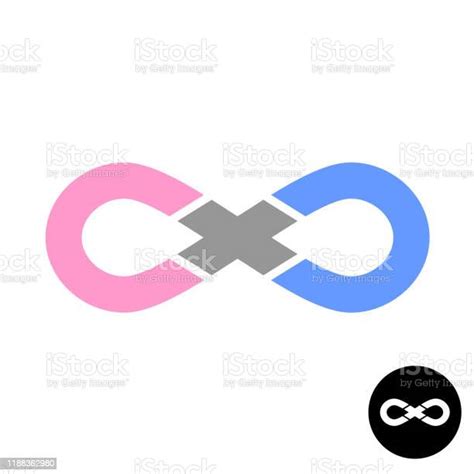 중앙에 플러스 또는 크로스 기호가 있는 무한대로고명 남성과 여성의 우정 영원히 개념 기호 더하기 키에 대한 스톡 벡터 아트 및