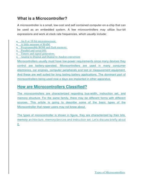 Types Of Microcontrollers Pdf Microcontroller Embedded System