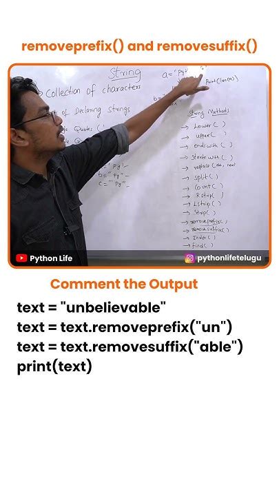 Remove Prefix And Remove Suffix In Python Telugu Youtube