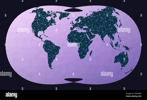 Illustration Of Global Network Laskowski Tri Optimal Projection World Network Map Wired Globe
