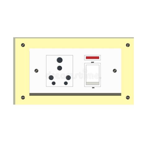 Electrical Socket With A Switch And A Red Color Indicator Light Stock Vector Illustration Of