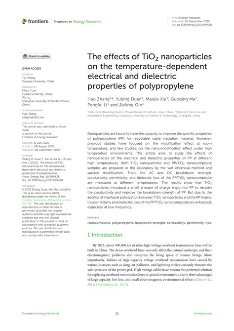 pdf the effects of tio2 nanoparticles on the temperature dependent