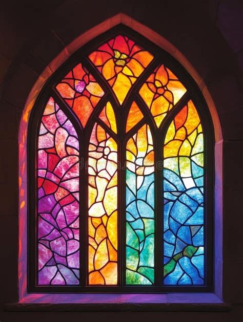 Rainbow Stained Glass Window Vibrant Stained Glass Window Showcasing Rainbow Colors Floral