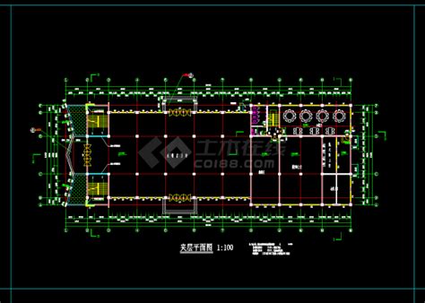 某工业园某食品厂职工餐厅设计cad建施图工业建筑土木在线