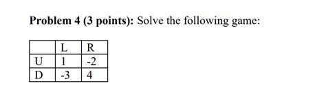 Solved Solve The Game Above Using The Row Minima And Column
