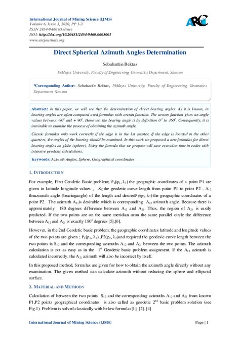 pdf direct spherical azimuth angles determination
