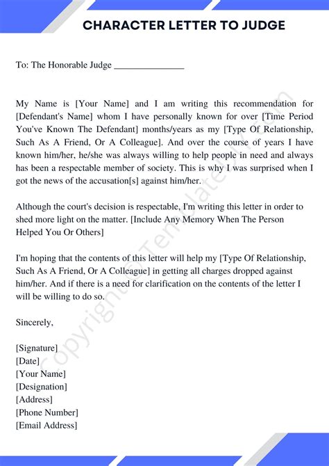 Character Letter To Judge Sample Template In Pdf Word