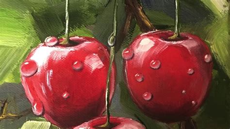 Черешня картина маслом по Мастер классу Вугара Мамедова Draw A Cherry 16 июня 2020 Youtube
