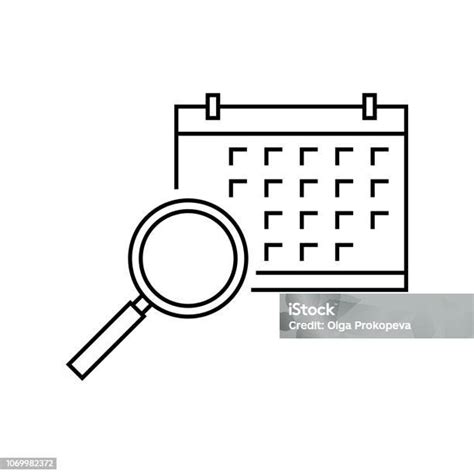 일정 하 고 흰색 윤곽선 벡터 기호 선형 스타일 픽토그램 절연 유리 라인 아이콘 확대 심볼 로고 그림입니다 0명에 대한 스톡 벡터 아트 및 기타 이미지 Istock