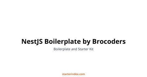 Nestjs Boilerplate By Brocoders Starter Index