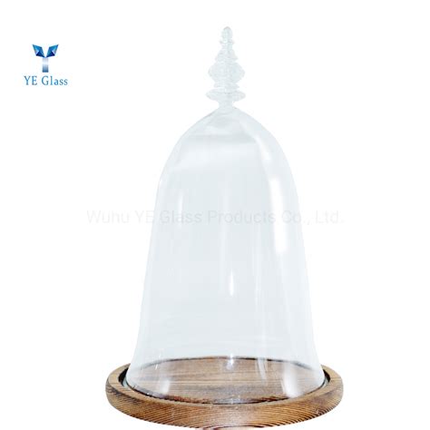 Handmade Borosilicate Flower Glass Bell Dome With Base Pyrex Glass