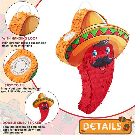 Lewtemi Mexican Pinata Small Red Chili Pinata For Birthday Party Cinco De Mayo