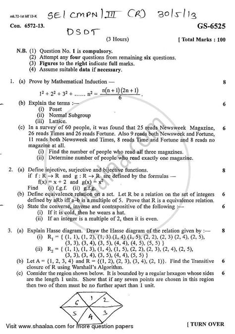 Discrete Structure And Graph Theory 2012 2013 Be Computer Engineering Semester 3 Se Second Year