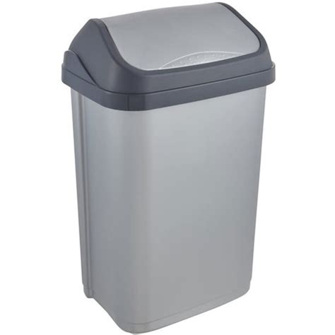 Cubo De Basura Con Tapa Basculante 25 Litros Color Plateado Diseño