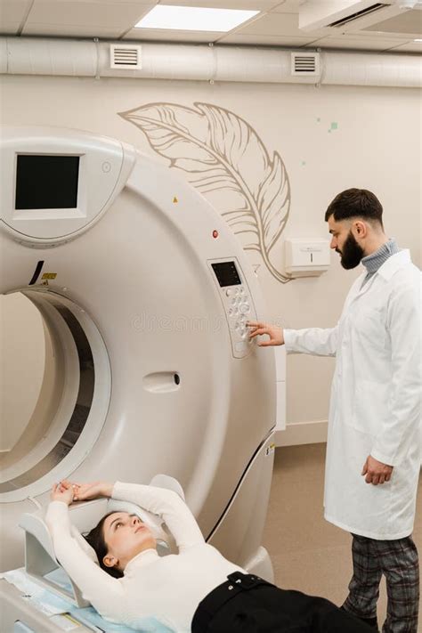 Girl Patient Is Doing Ct Computed Tomography X Ray Scan Of Chest For