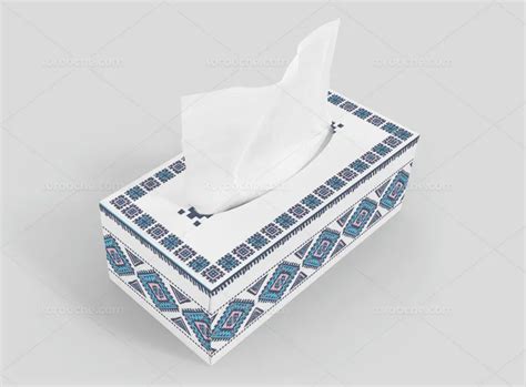 جعبه دستمال کاغذی طرح سنتی آبی گرافیک با طعم تربچه